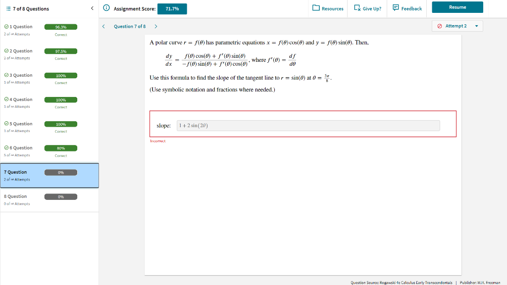 Solved A polar curve 𝑟=𝑓(𝜃) has parametric equations | Chegg.com