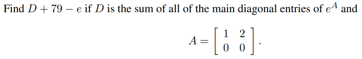 Solved Find D + 79 – e if D is the sum of all of the main | Chegg.com