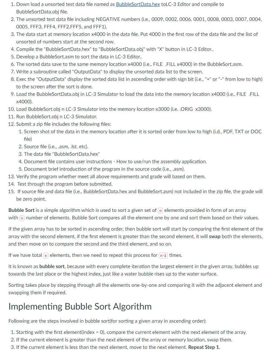 Solved 1. Download a unsorted test data file named as | Chegg.com
