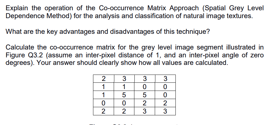 Solved Explain the operation of the Co-occurrence Matrix | Chegg.com
