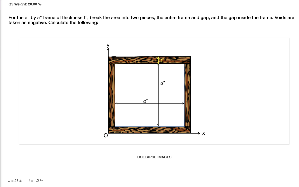 Solved For the a" by a" frame of thickness t", break the | Chegg.com