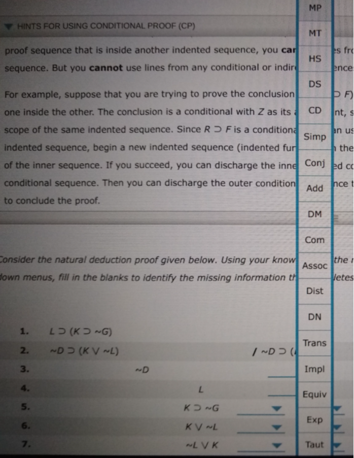 Solved HINTS FOR USING CONDITIONAL PROOF (CP) You can use | Chegg.com