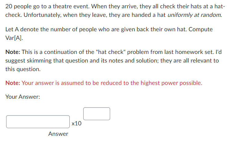 Solved 20 people go to a theatre event. When they arrive, | Chegg.com