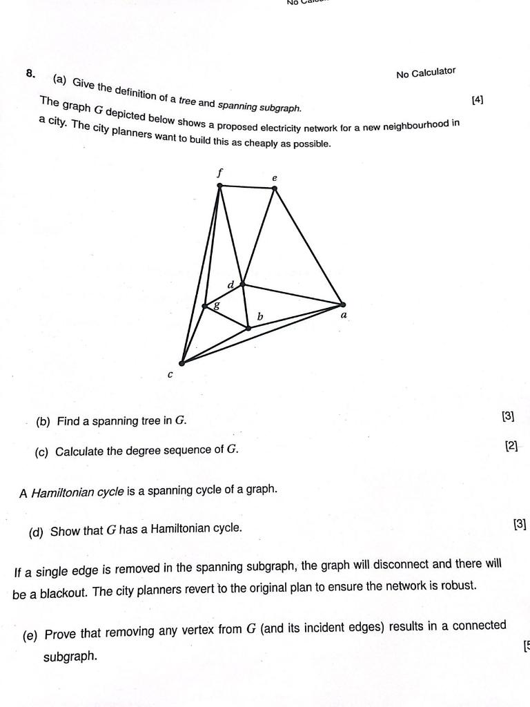 Solved 8. (a) Give the definition of a tree and spanning | Chegg.com