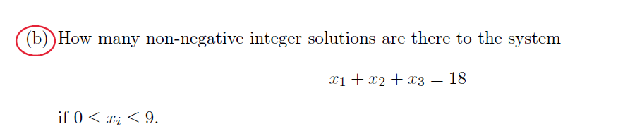 Solved (b) How many non-negative integer solutions are there | Chegg.com