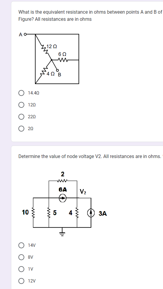 Solved What is the equivalent resistance in ohms between | Chegg.com