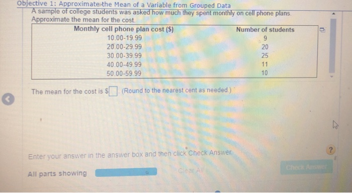 Solved Objective 1: Approximate-the Mean of a Variable from | Chegg.com