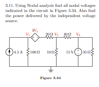 3.11. Using Nodal analysis find all nodal voltages | Chegg.com