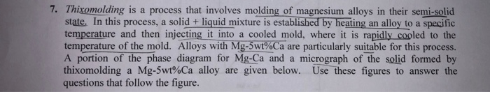 Solved 7. Thixomolding is a process that involves molding of | Chegg.com