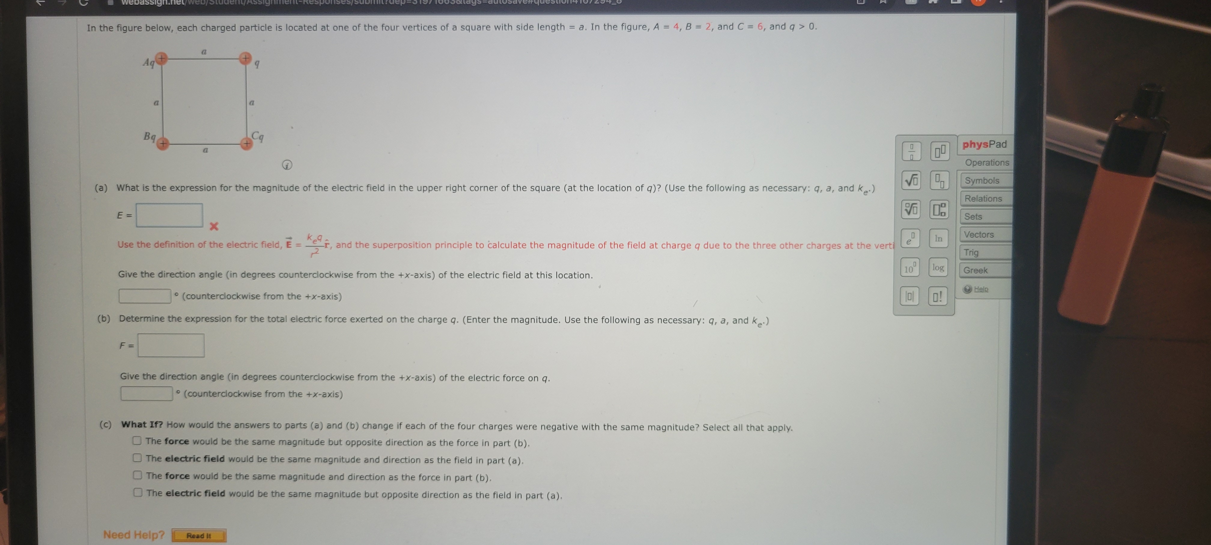 Solved E= Give the direction angle (in degrees | Chegg.com