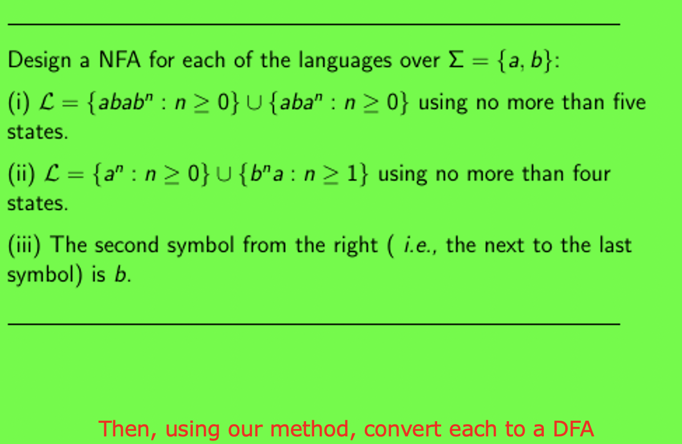 Solved Design a NFA for each of the languages over { = {a, | Chegg.com