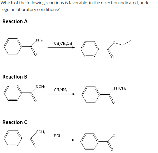 Solved Which of the following reactions is favorable, in the | Chegg.com