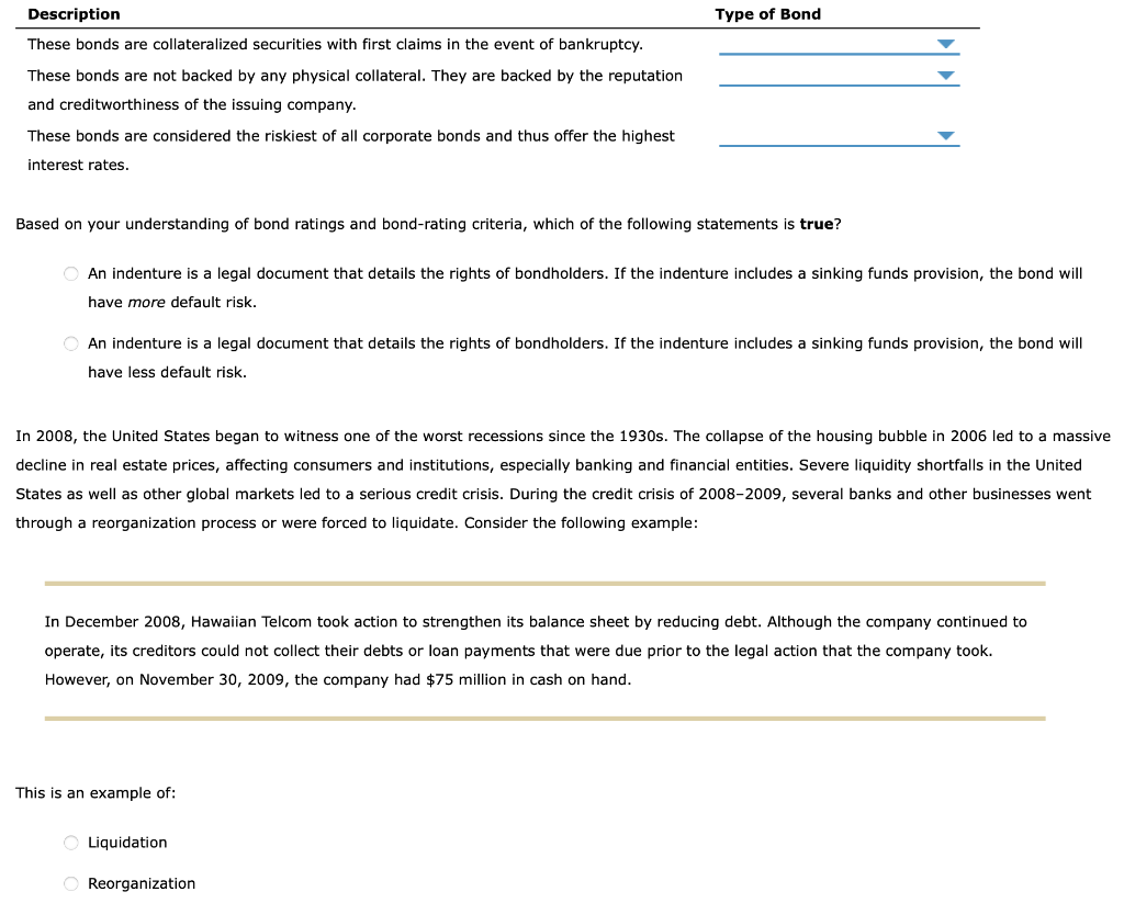 Solved An indenture is a legal document that details the | Chegg.com