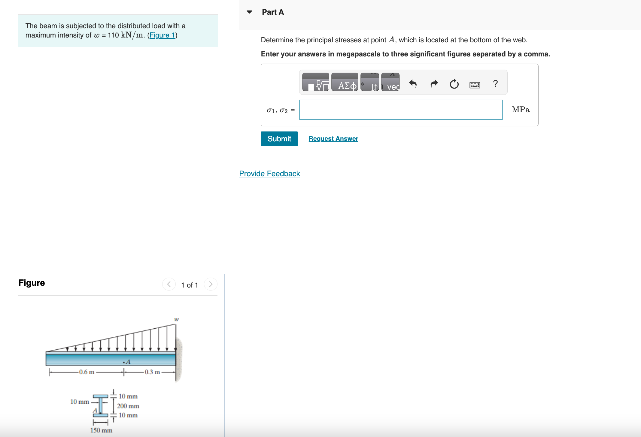 Solved The beam is subjected to the distributed load with a | Chegg.com