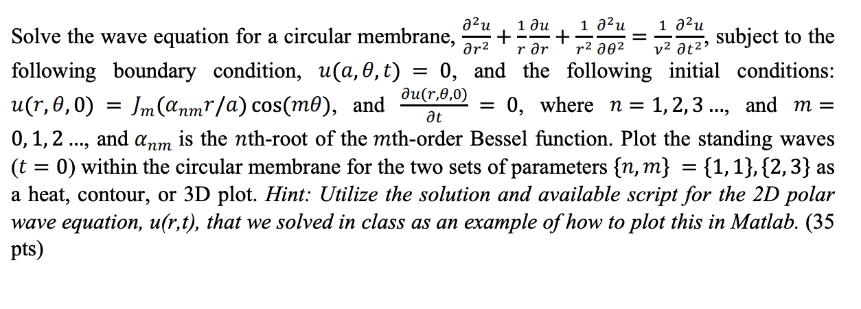 Solved 1 02и a 22u ar2 rar = = = 1 ди 1 22u Solve the wave | Chegg.com