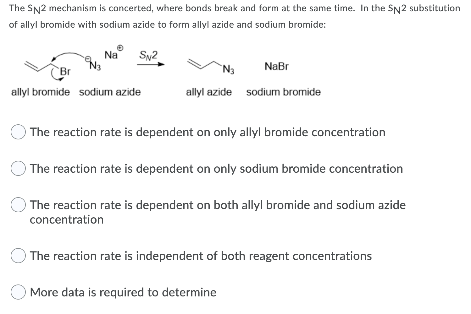 Solved The SN2 mechanism is concerted, where bonds break and | Chegg.com