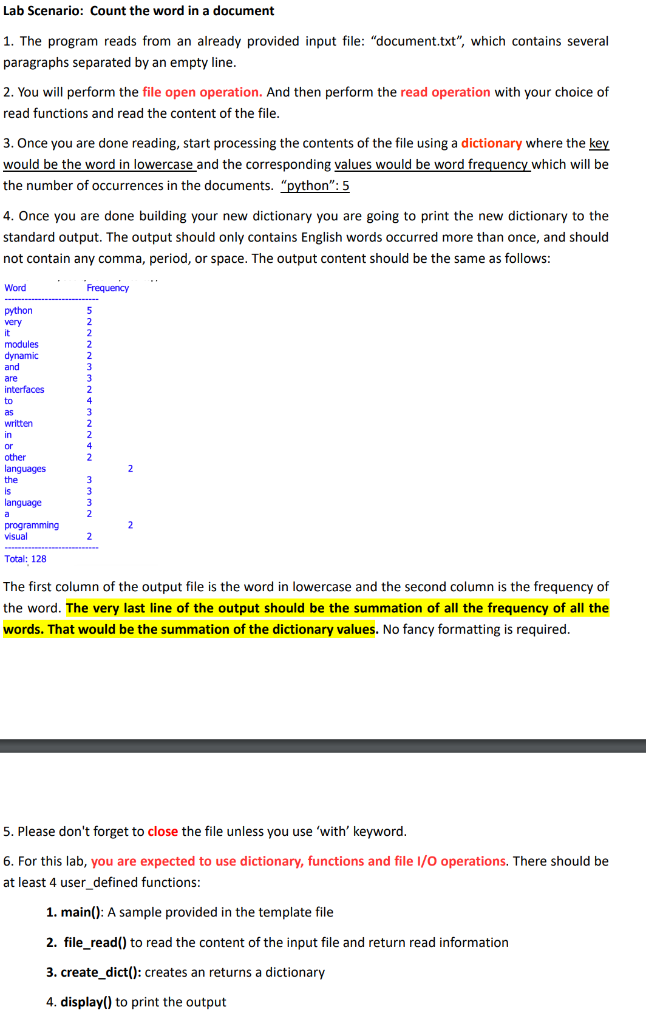 Solved Lab Scenario: Count the word in a document 1. The | Chegg.com