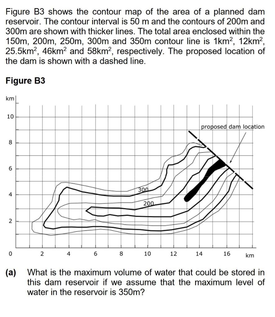 Solved Figure B3 shows the contour map of the area of a | Chegg.com