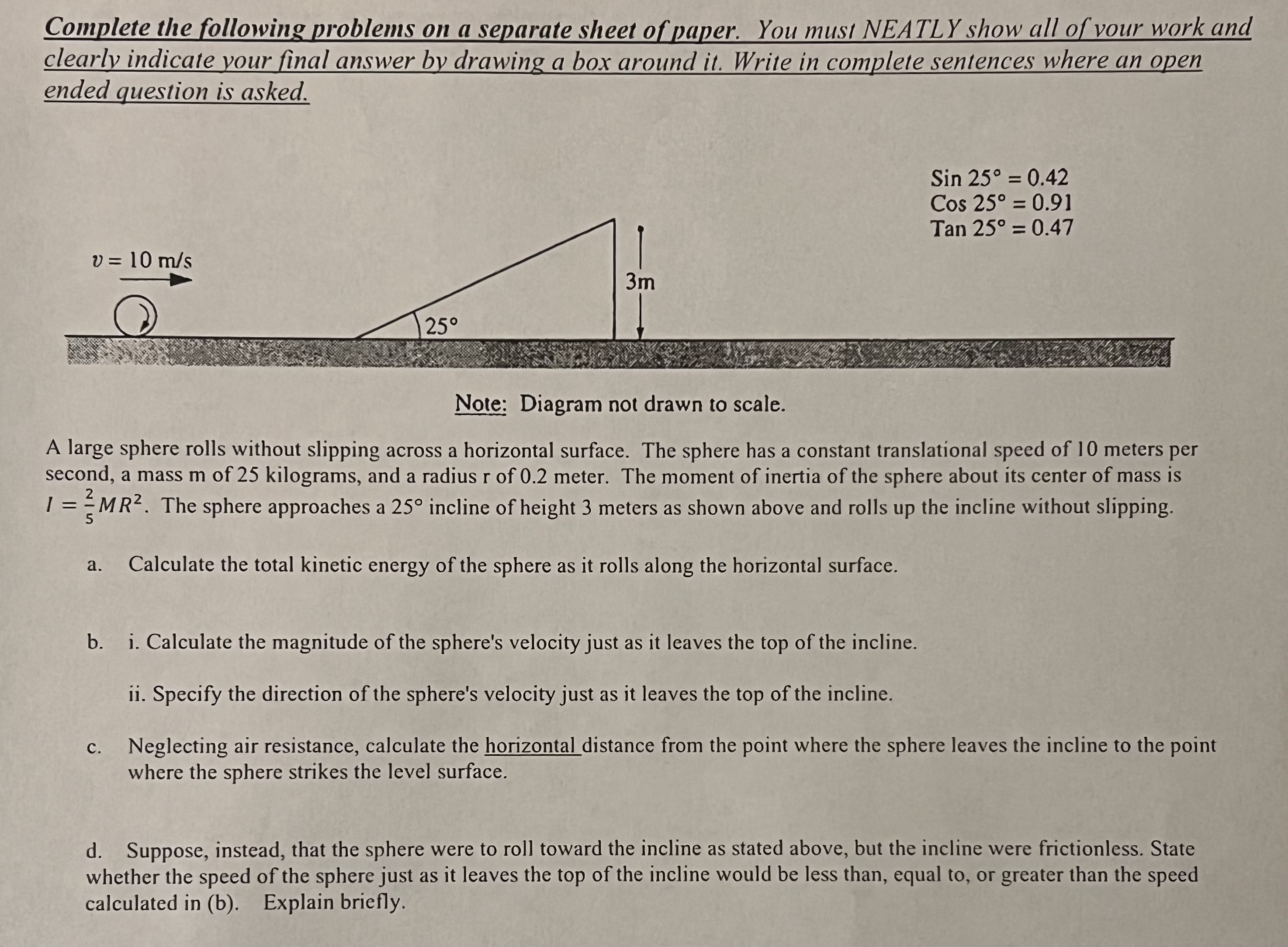 Solved Complete the following problems on a separate sheet | Chegg.com