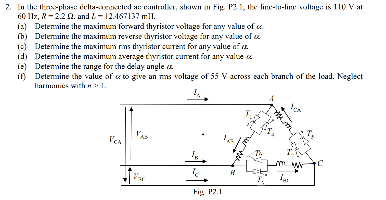Solved In the three-phase delta-connected ac controller, | Chegg.com