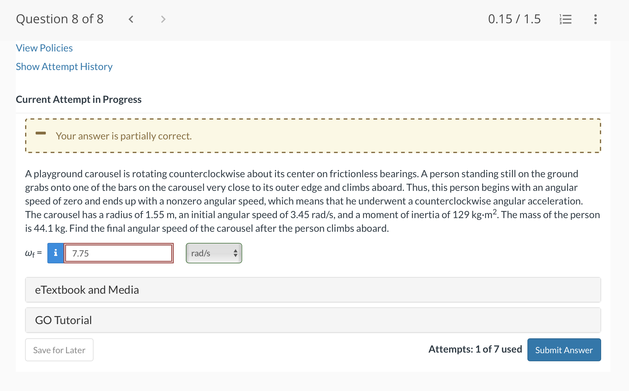 Solved A playground carousel is rotating counterclockwise | Chegg.com