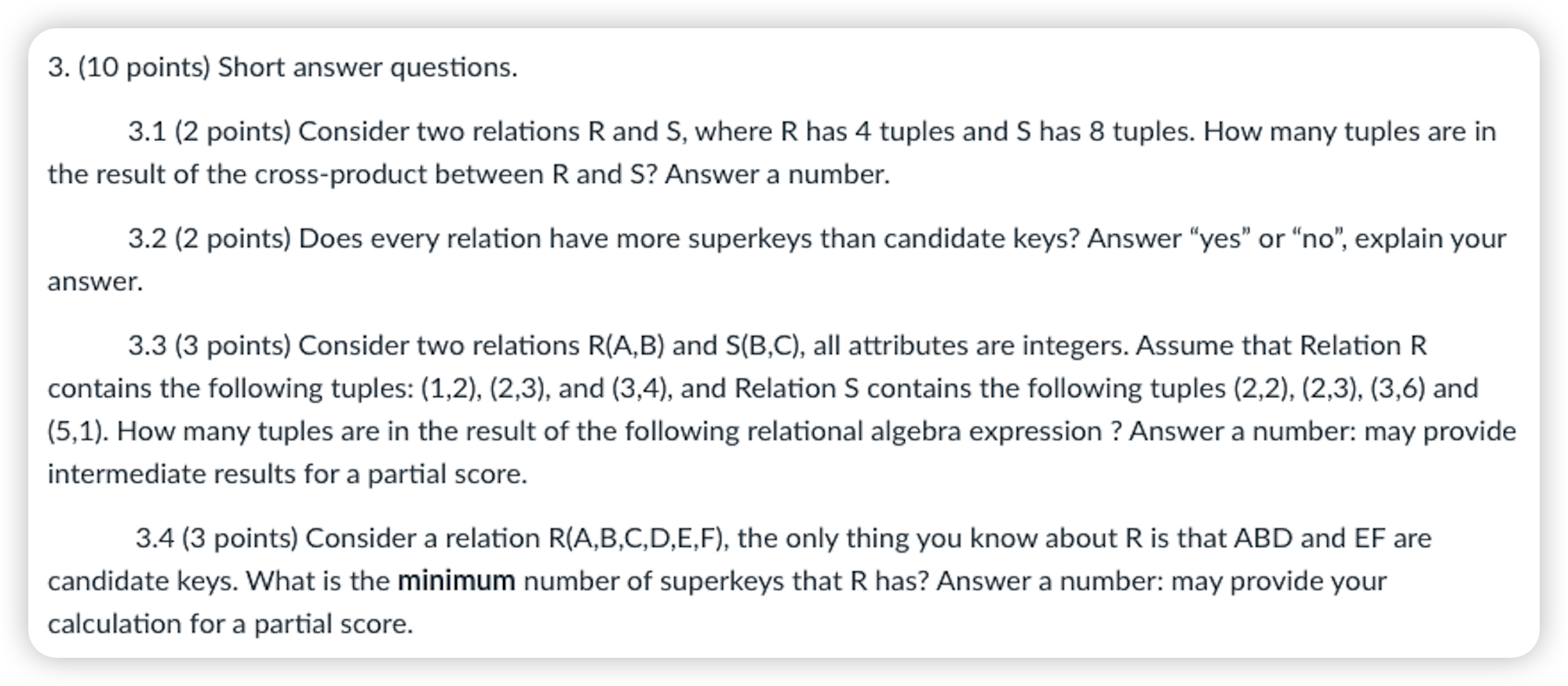 Solved 3. (10 points) Short answer questions. 3.1 (2 points) | Chegg.com Solved 3. (10 points) Short answer questions. 3.1 (2 points) | Chegg.com