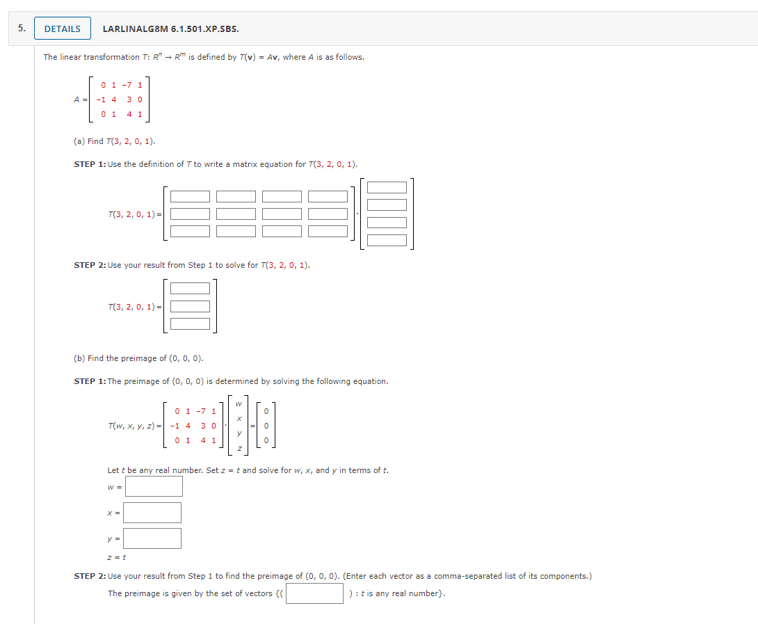 Solved 5. DETAILS LARLINALG8M 6.1.501.XP.SBS. The linear | Chegg.com