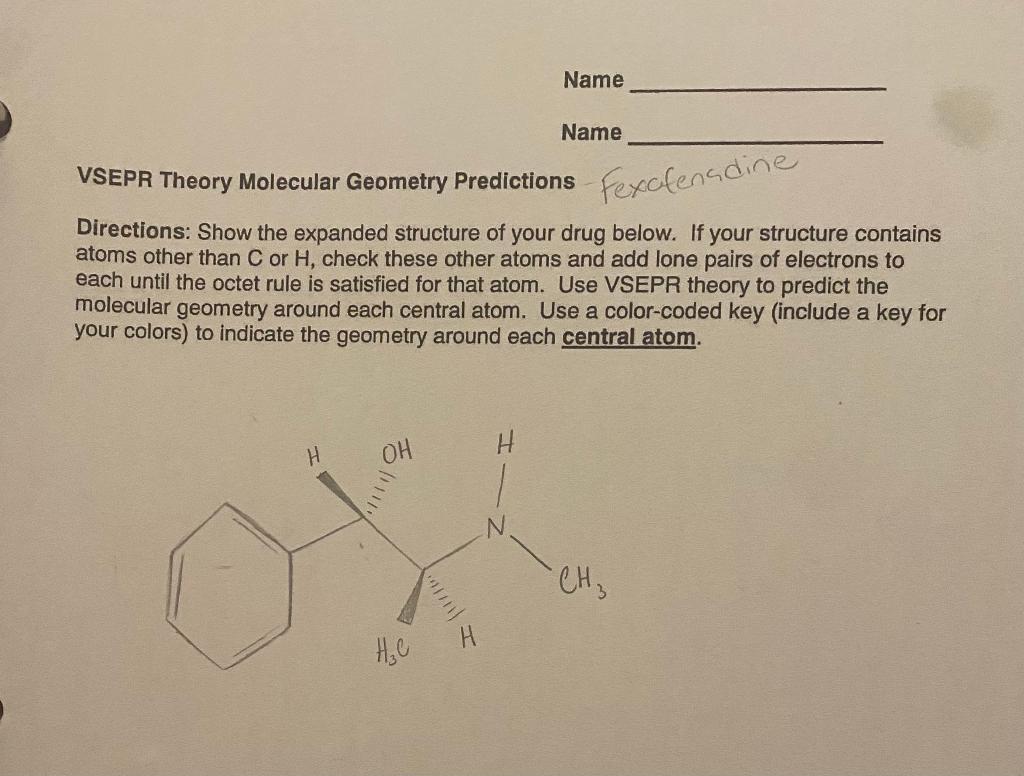 Solved VSEPR Theory Molecular Geometry Predictions | Chegg.com