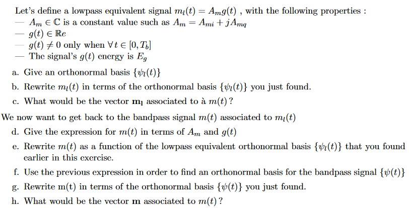 Solved Let's define a lowpass equivalent signal | Chegg.com