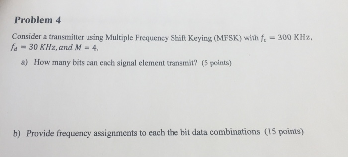 Solved Problem 4 Consider a transmitter using Multiple | Chegg.com