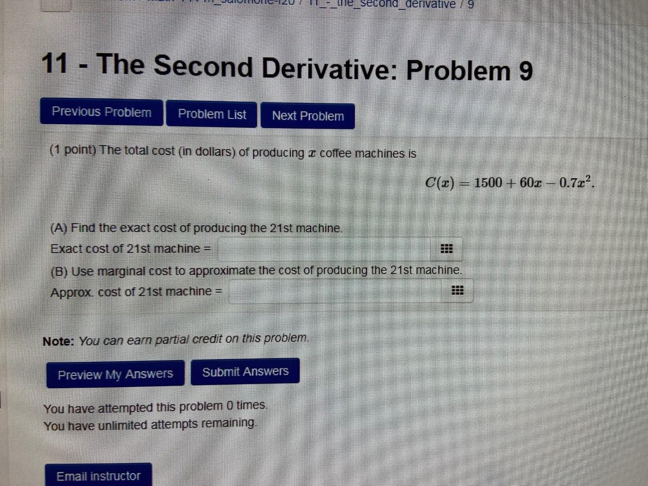 Solved genvduve 11 - The Second Derivative: Problem 8 | Chegg.com