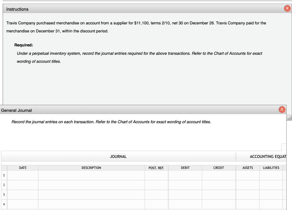 Solved Instructions Travis Company purchased merchandise on | Chegg.com