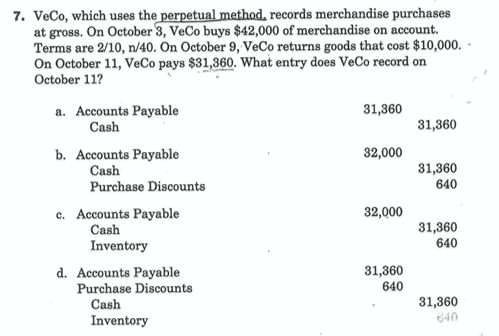 Solved 7. VeCo, which uses the perpetual method, records | Chegg.com