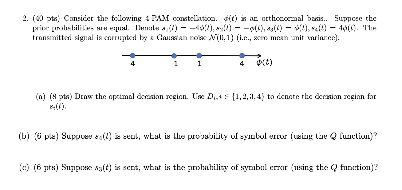 Solved 2. (40 pts) Consider the following 4-PAM | Chegg.com