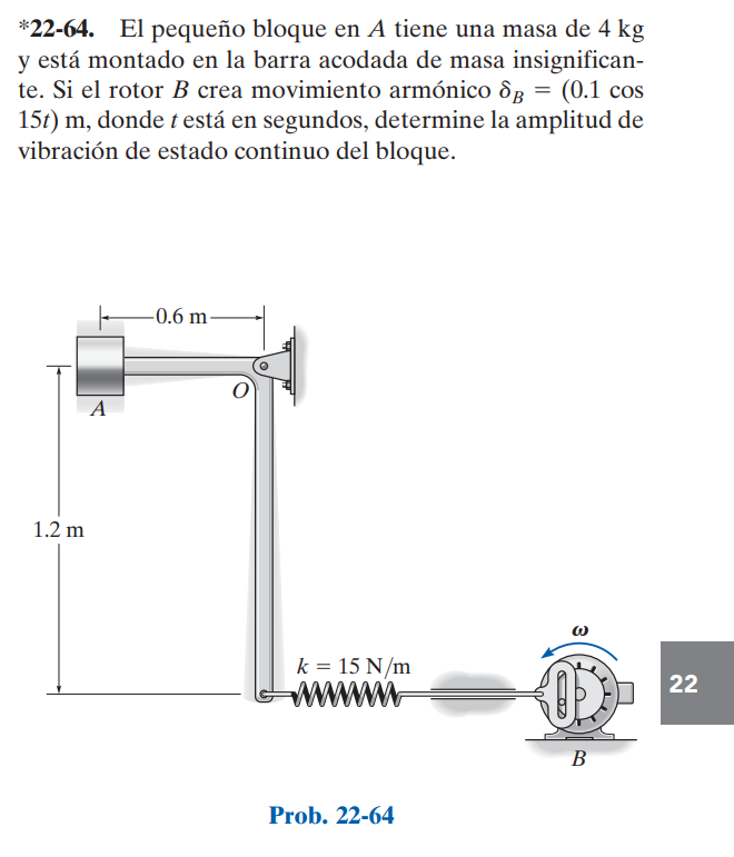 Solved *22-64.The small block at A has a mass of 4 ﻿kg and | Chegg.com