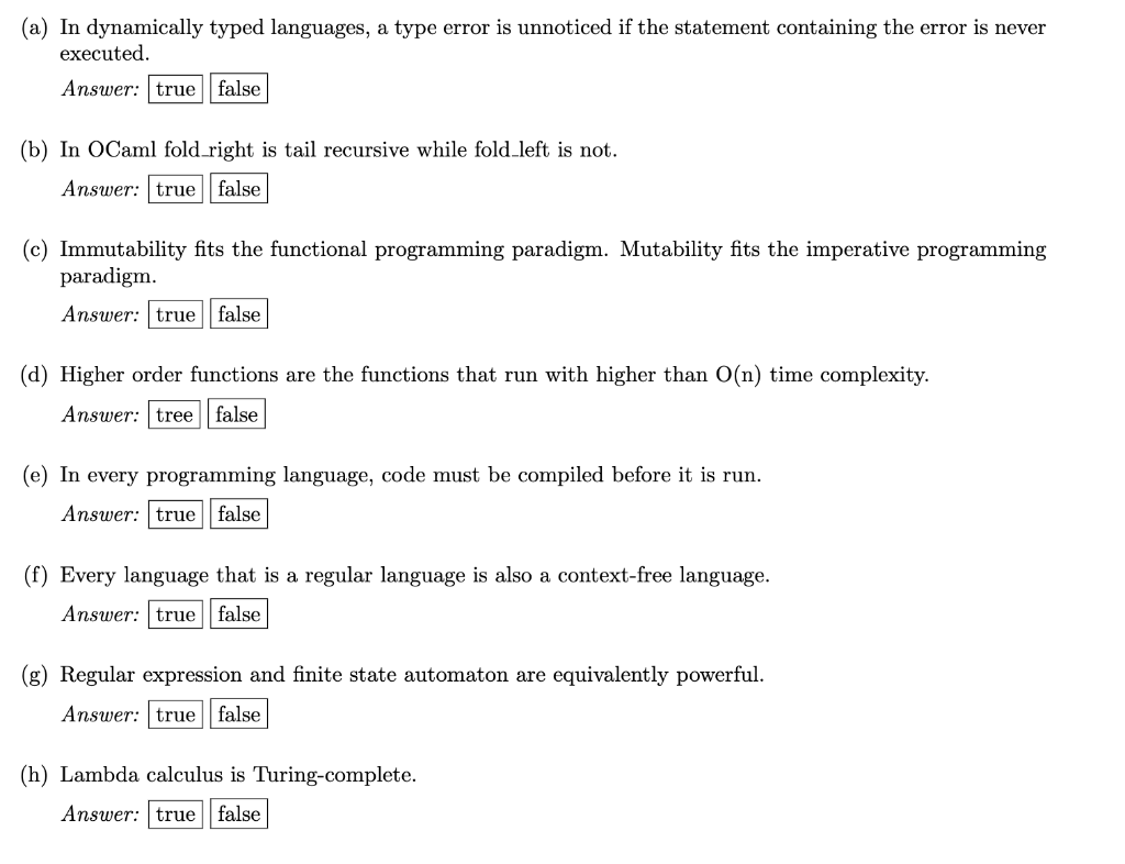 Solved (a) In dynamically typed languages, a type error is | Chegg.com