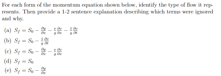 Solved For each form of the momentum equation shown below, | Chegg.com