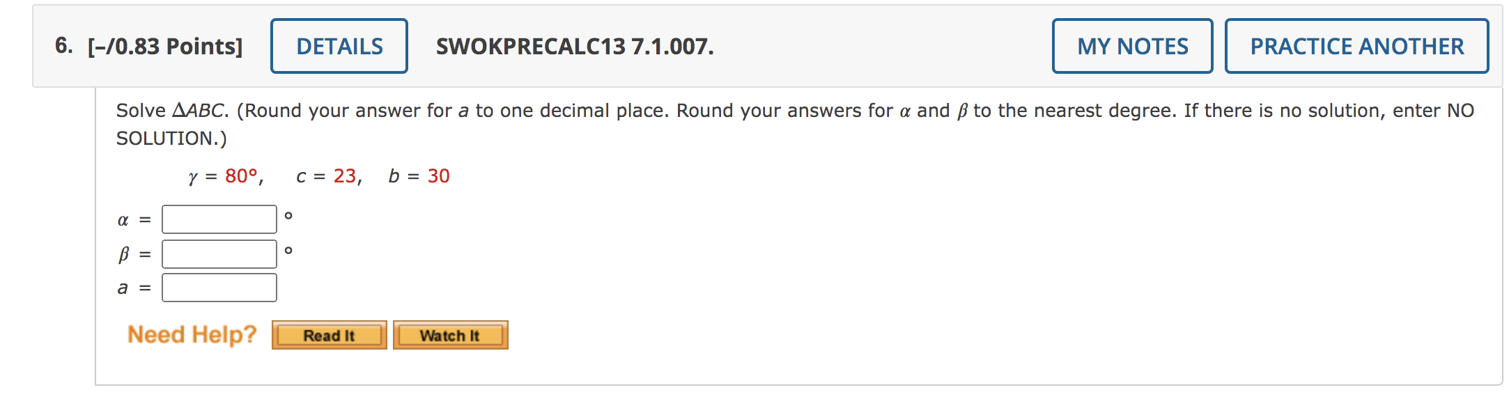 Solved 6. [-70.83 Points] DETAILS SWOKPRECALC13 7.1.007. MY | Chegg.com