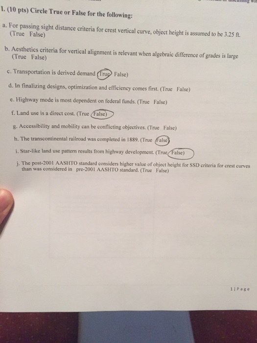 pts) Circle True or False for the following: a. For | Chegg.com