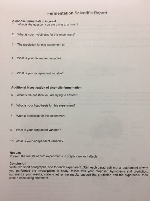 Solved Fermentation Scientific Report Alcoholic fermentation | Chegg.com