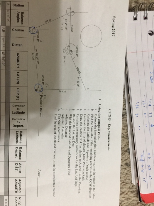 Using the compass rule... Balance the internal | Chegg.com