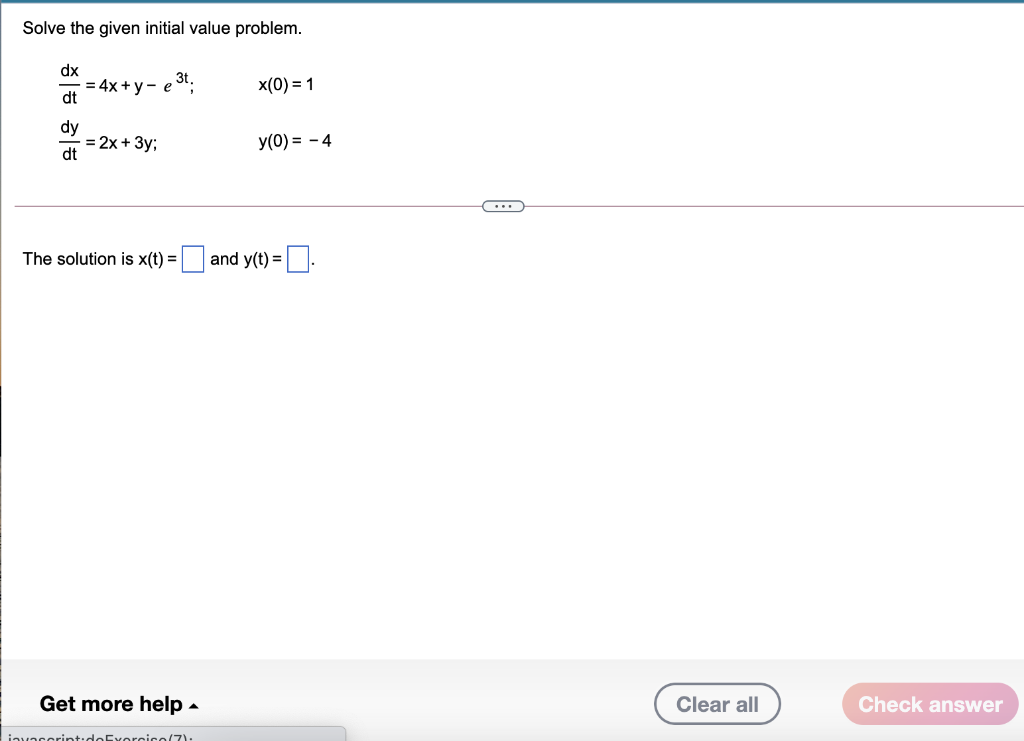 Solved Solve the given initial value problem. dx/dt = | Chegg.com