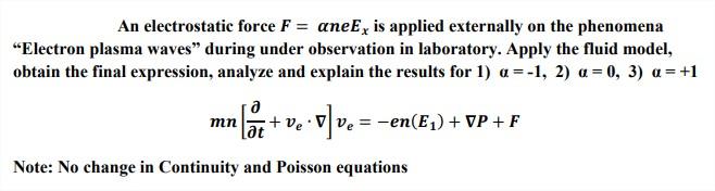 Solved An electrostatic force F = aneЕ, is applied | Chegg.com