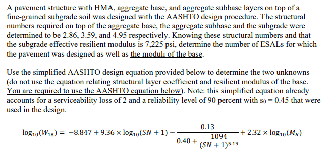Solved A pavement structure with HMA, aggregate base, and | Chegg.com