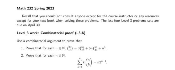 Solved Math 232 Spring 2023 Recall that you should not | Chegg.com