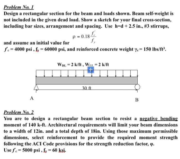 Solved Design a rectangular section for the beam and loads | Chegg.com