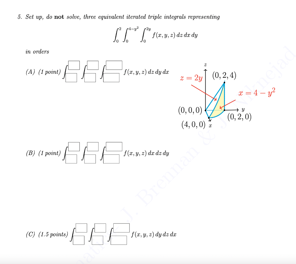 Solved 5. Set up, do not solve, three equivalent iterated | Chegg.com