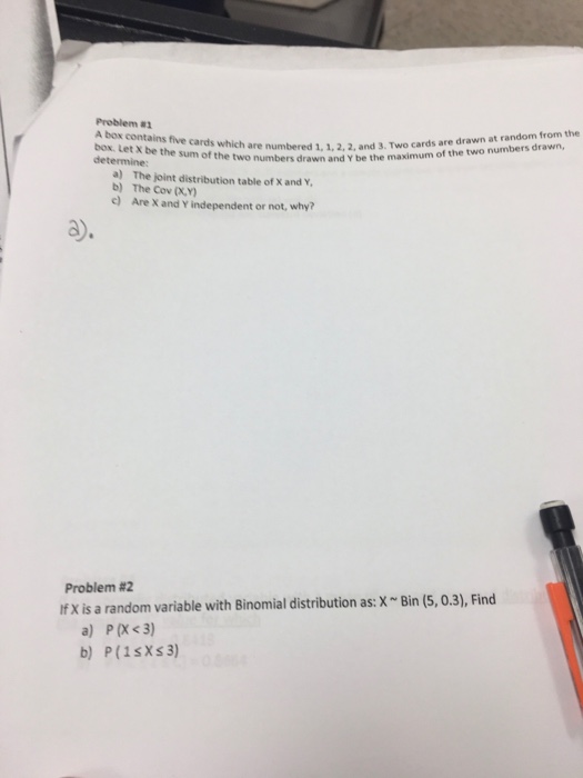 Solved A box contains five cards which are numbered 1, 1, 2, | Chegg.com