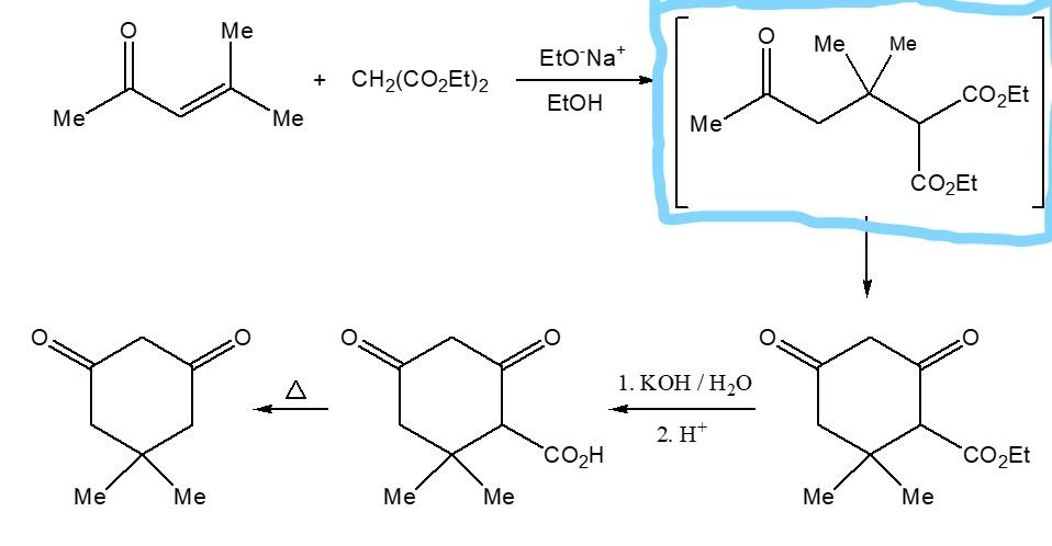 Solved The following mechanism is the synthesis of Dimedone | Chegg.com
