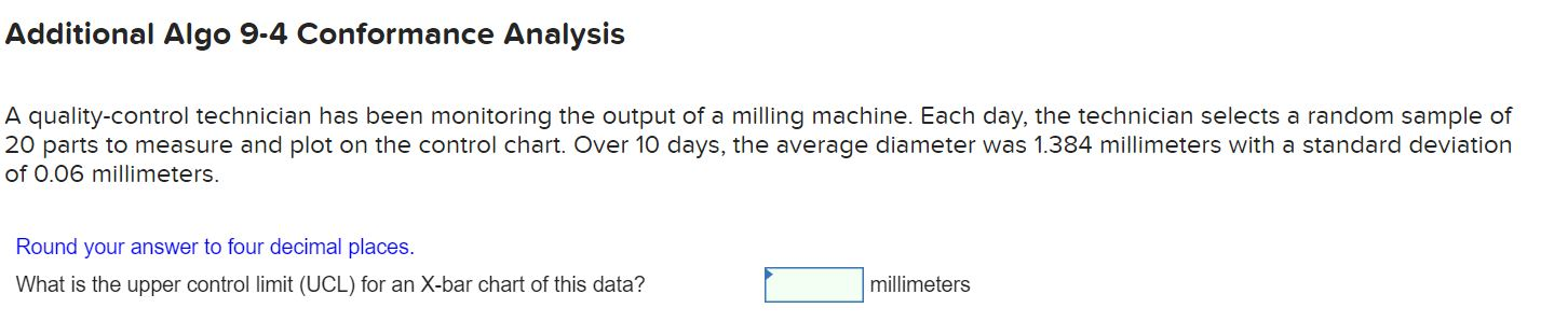 Solved Additional Algo 9-4 Conformance Analysis A | Chegg.com
